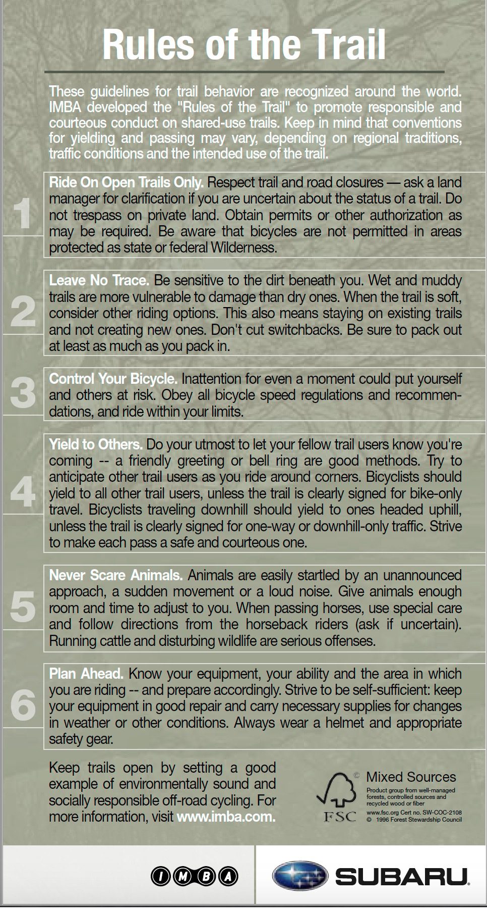 IMBA’s Rules of the Trail – Your Group Ride